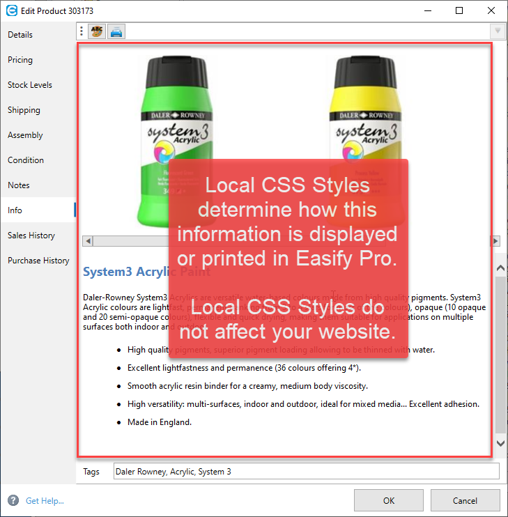 Easify Help - Product Info